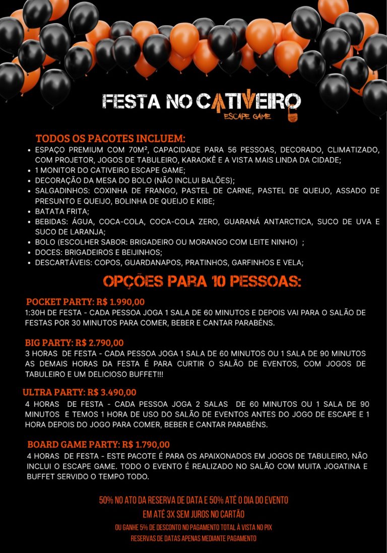 Aniversários - Cativeiro Escape Game Escape Game