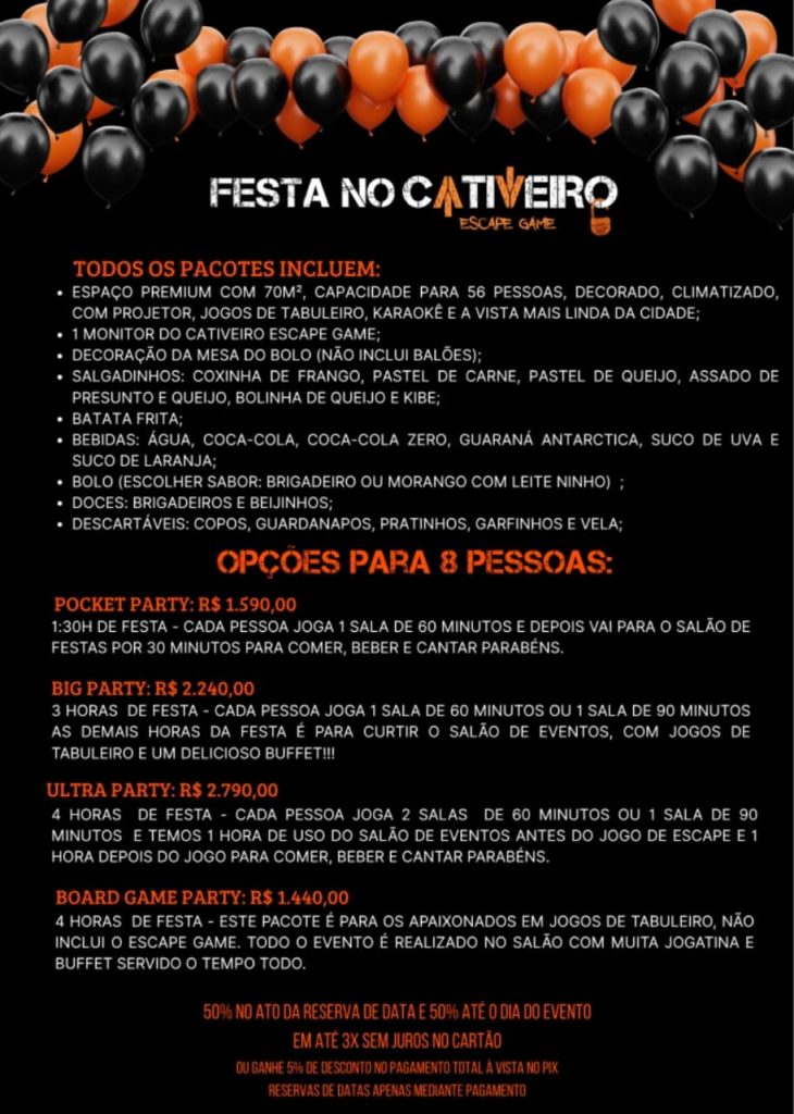 Aniversários - Cativeiro Escape Game Escape Game